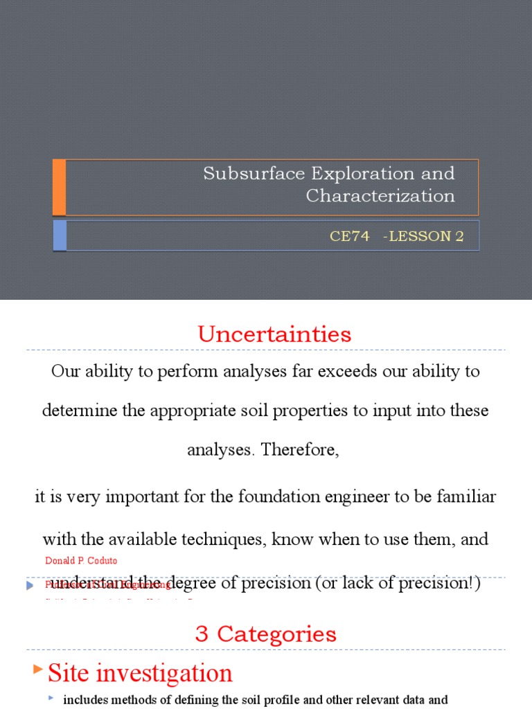 Lesson 2 Subsurface Exploration | PDF | Strength Of Materials | Geotechnical Engineering