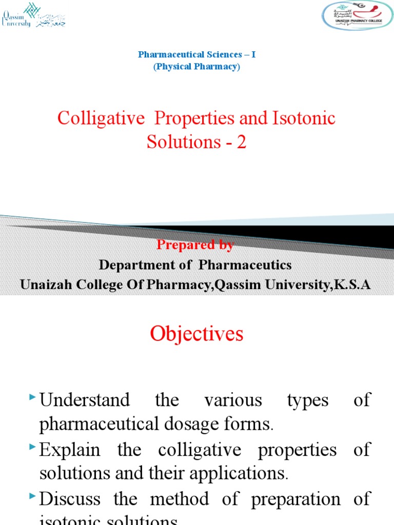 Colligative Properties and Isotonic Solutions - 2 | PDF | Solution ...