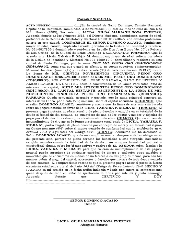 PAGARE NOTARIA Domingo Acasio | PDF | Pagos | Gobierno