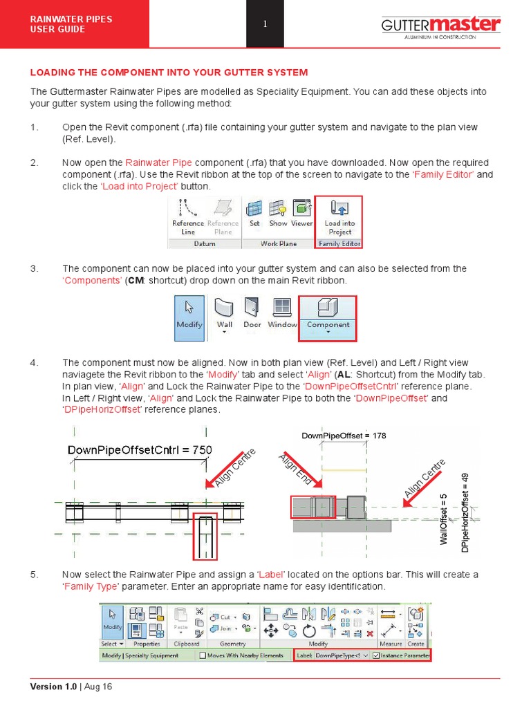Guttermaster - User Guide Rainwater Pipe | PDF | Autodesk Revit | Computing