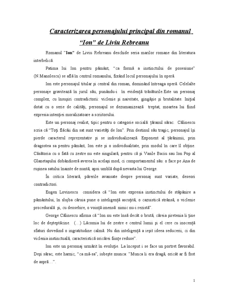Ion - Caracterizare | PDF
