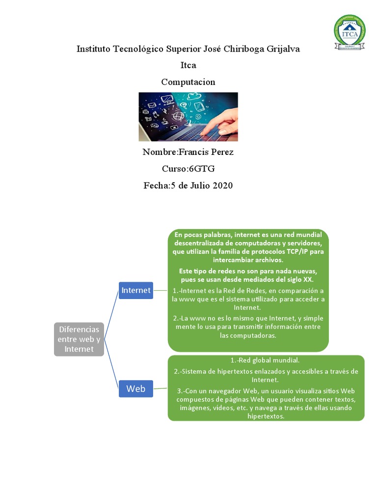 Diferencias de WEB Y INTERNET | PDF