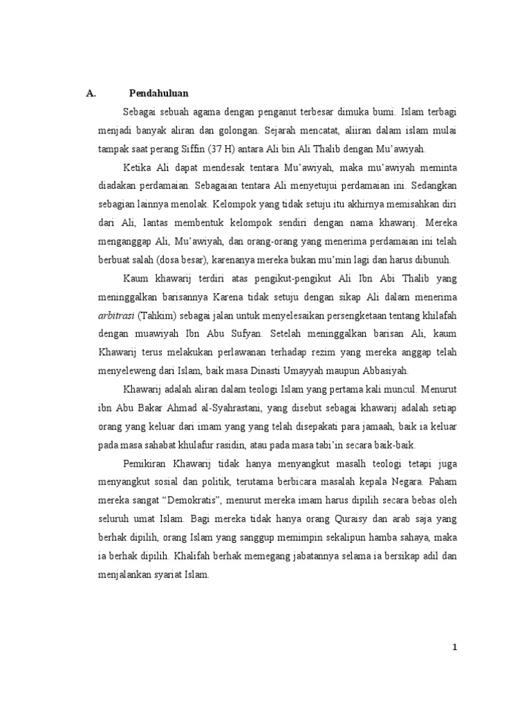 Pemikiran Kalam Klasik (Kaum Khawarij) | PDF | Agama & Spiritualitas