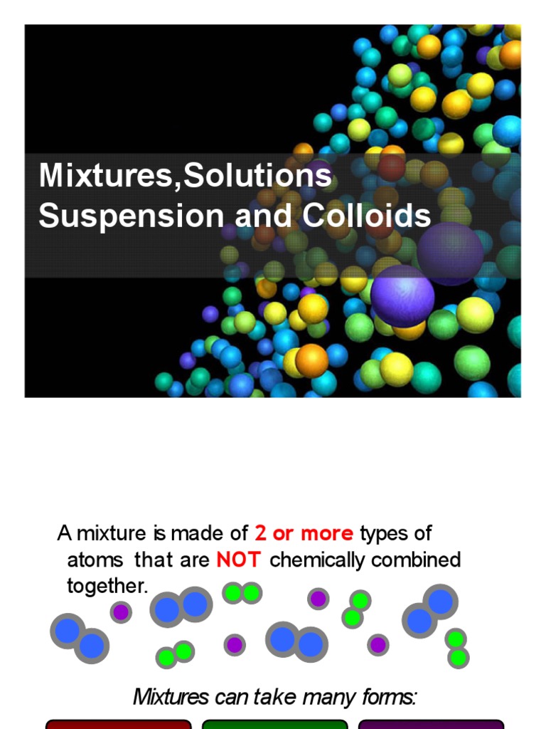 Mixtures, Solutions Suspension and Colloids | PDF