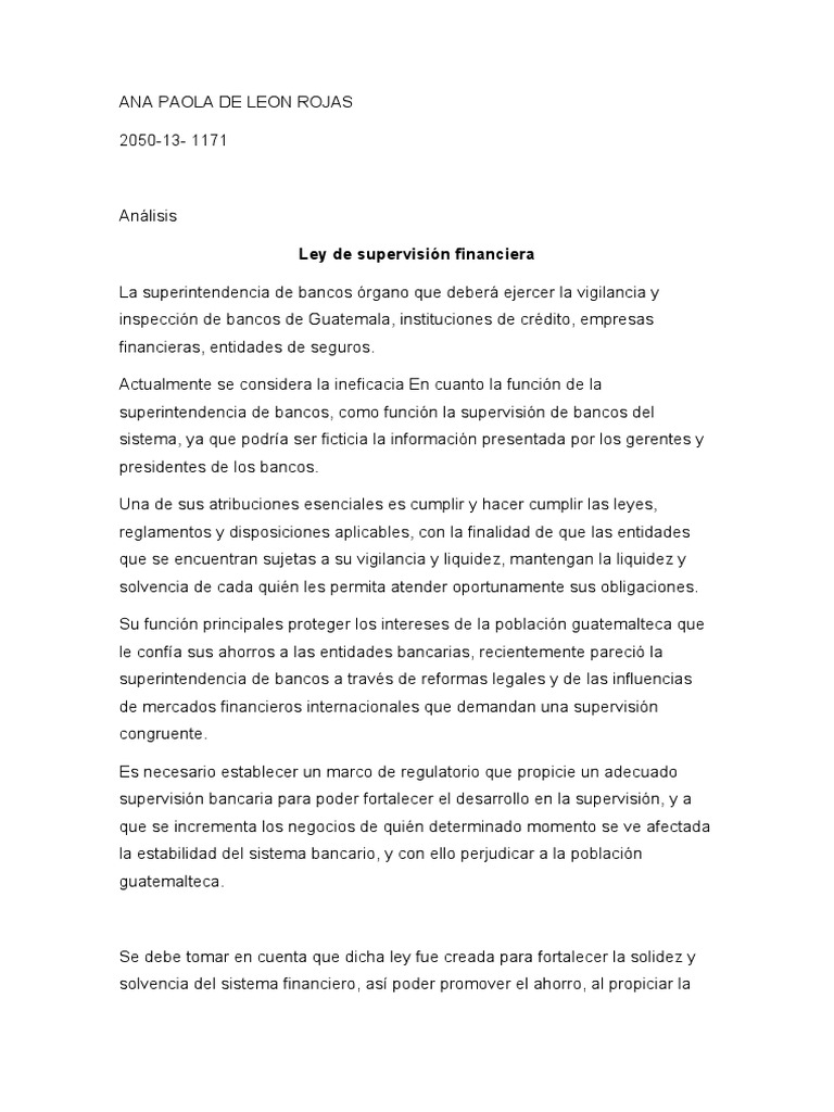 Analisis de Ley de Supervision Financiera | PDF | Sistema financiero | Apelación