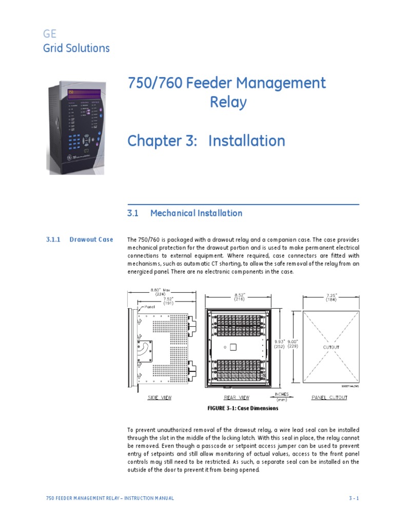 750/760 Feeder Management Relay Chapter 3: Installation: Grid Solutions ...