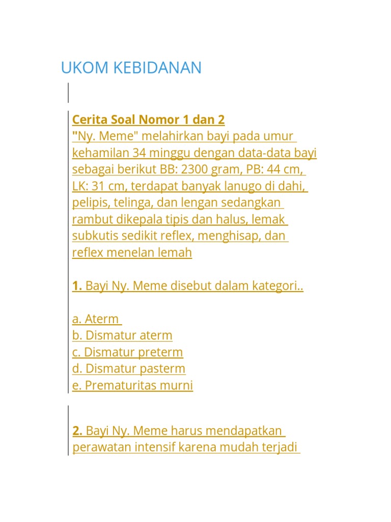 UKOM Kebidanan Terbaru | PDF