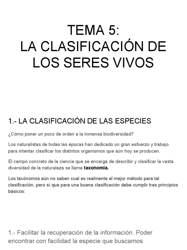La clasificación de los seres vivos: Reinos, dominios e imperios | PDF ...