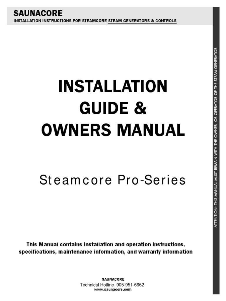 Installation Guide & Owners Manual: Steamcore Pro-Series | PDF | Plumbing | Valve
