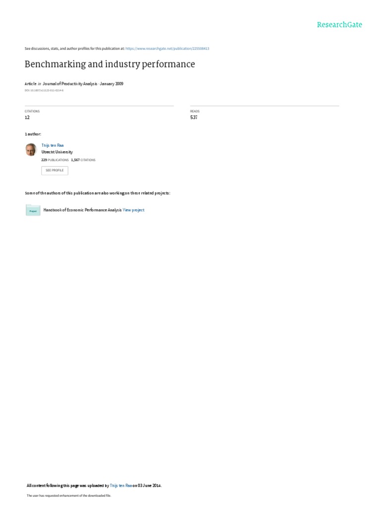 Benchmarking And Industry Performance Pdf Pdf Labour Economics Linear Programming 