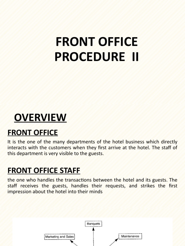 Front Office Procedures Overview | PDF | Audit | Point Of Sale