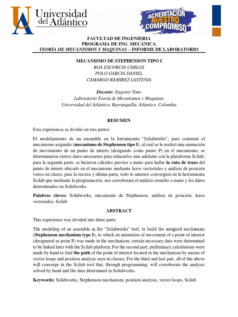 Informe Final Lab Mecanismos (Stephenson Tipo I) | PDF | Número complejo | Vector Euclidiano