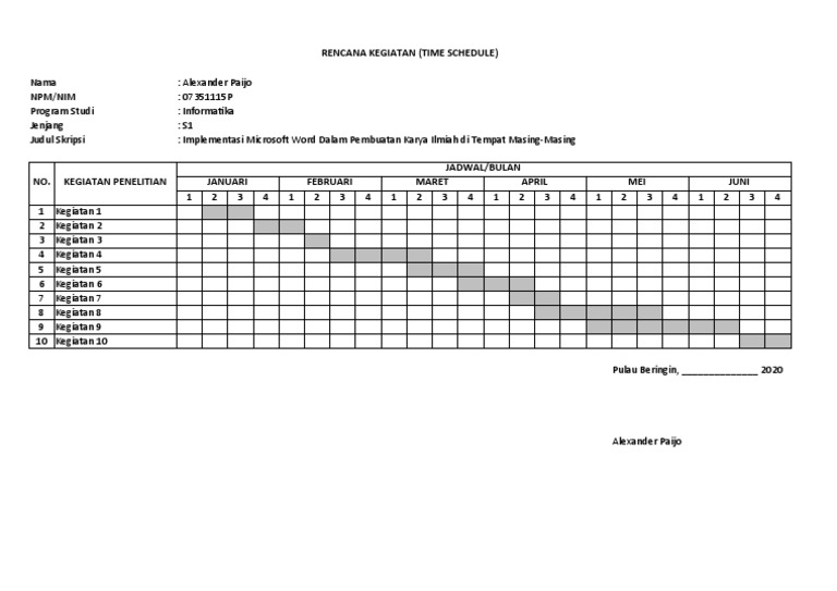 Format Time Schedule | PDF