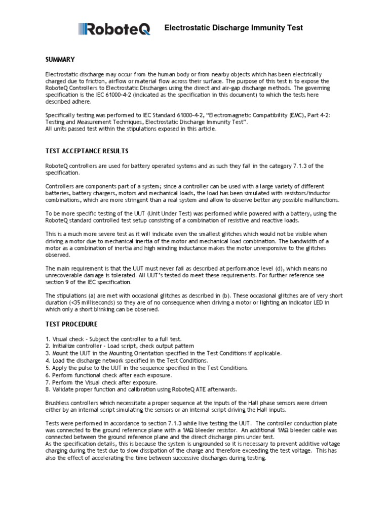 Electrostatic Discharge Immunity Test | PDF | Electrostatic Discharge ...