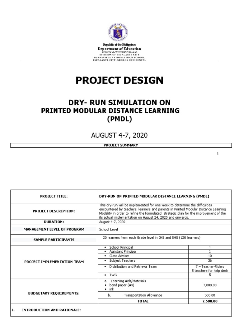 Project Design: Dry-Run Simulation On | PDF | Distance Education | Learning