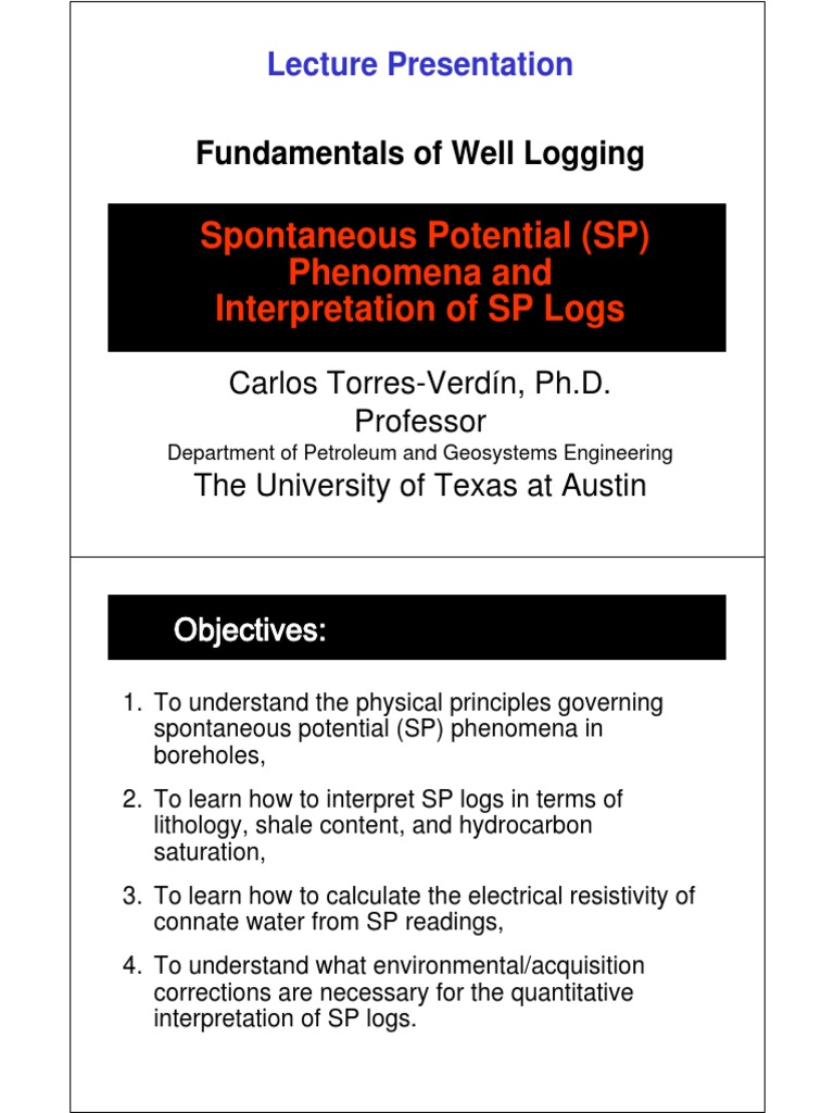 Spontaneous Potential (SP) Phenomena and Interpretation of SP Logs ...