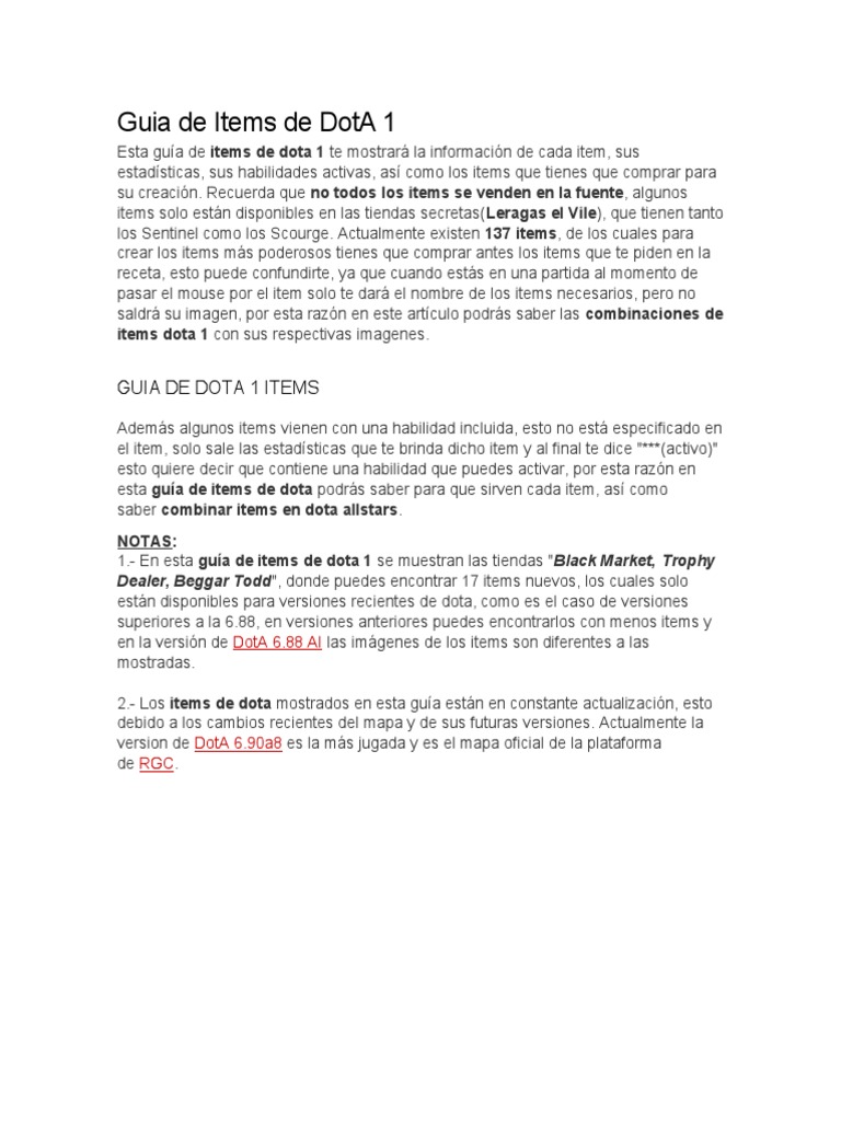 Guía Completa de Ítems DotA 1 | PDF