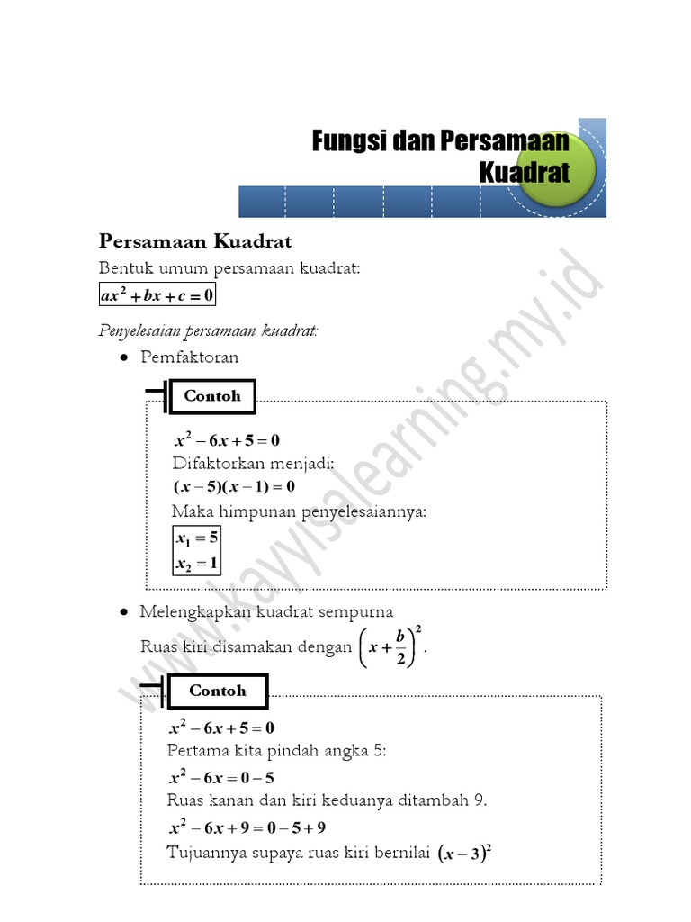 Fungsi Dan Persamaan Kuadrat 2 | PDF