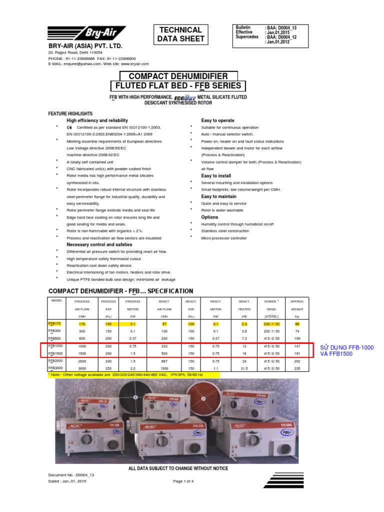 Compact Dehumidifier FFB Series Overview | PDF | Humidity | Metals