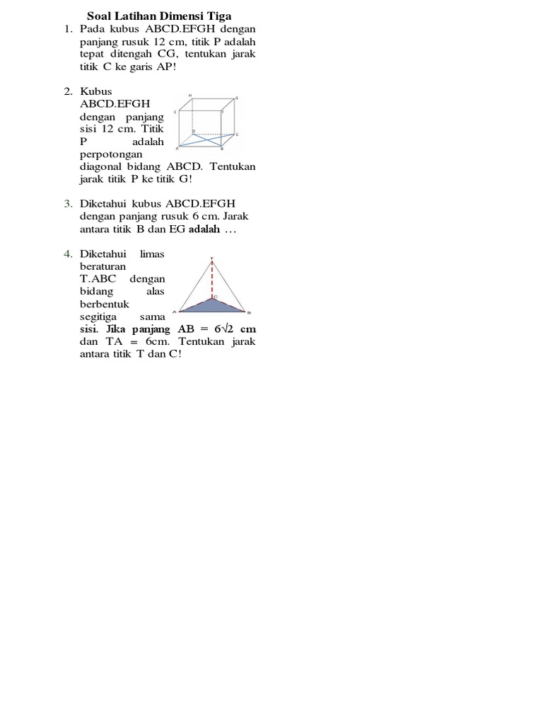 Soal Latihan Dimensi Tiga | PDF