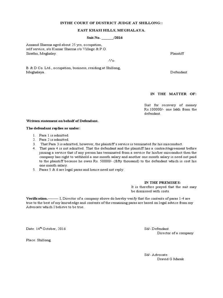 Written Statement | PDF | Lawsuit | Virtue