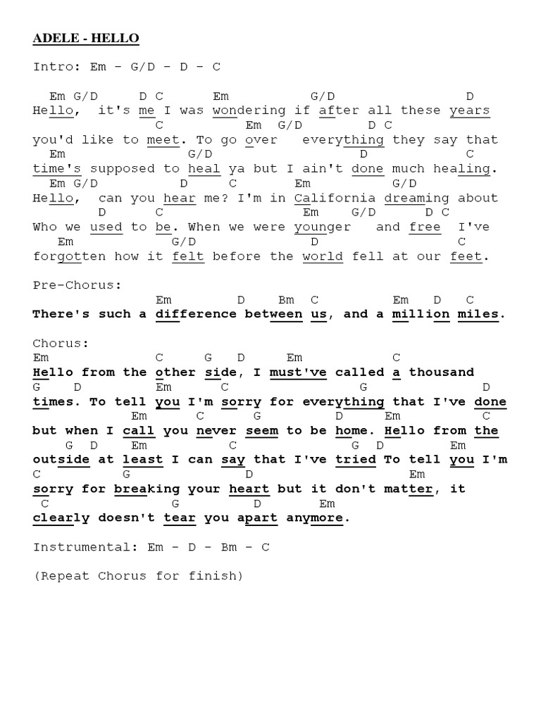 Adele - Hello PDF | PDF