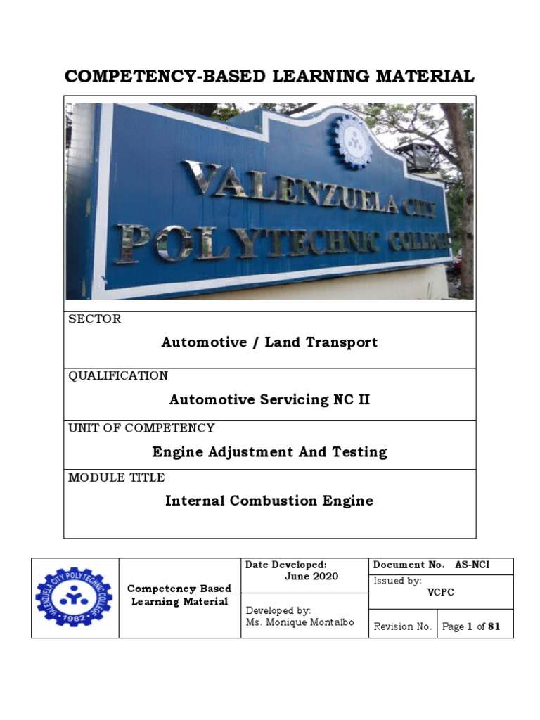 Competency Based Learning Material Automotive Land Transport Pdf