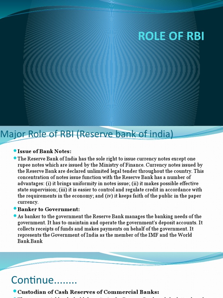 PPT of Role of Rbi Policies Functions and Prohibitory | PDF | Reserve ...