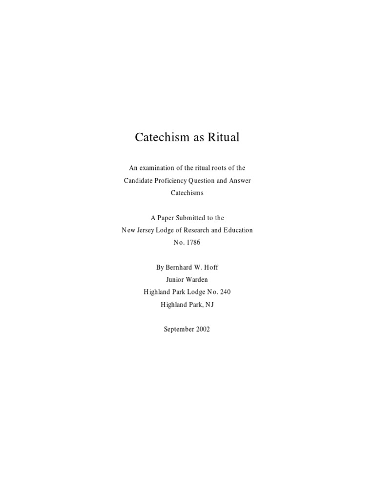 Masonic Catechism: Ritual and History | PDF | Freemasonry | Masonic Lodge
