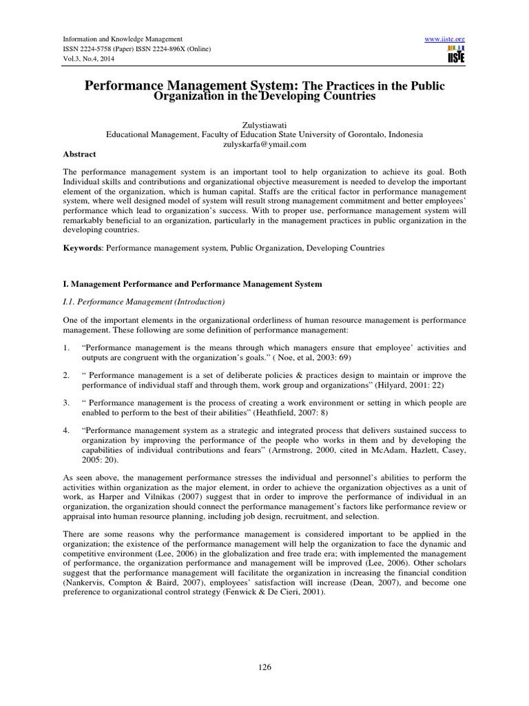Performance Management System The Practices in The Public Organization ...