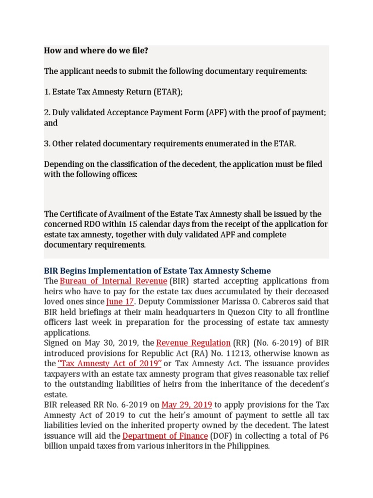 How and Where Do We File | PDF | Estate Tax In The United States | Real ...