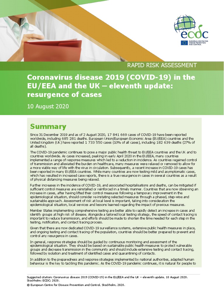 Covid 19 Rapid Risk Assessment 20200810 | PDF | Epidemiology | Risk