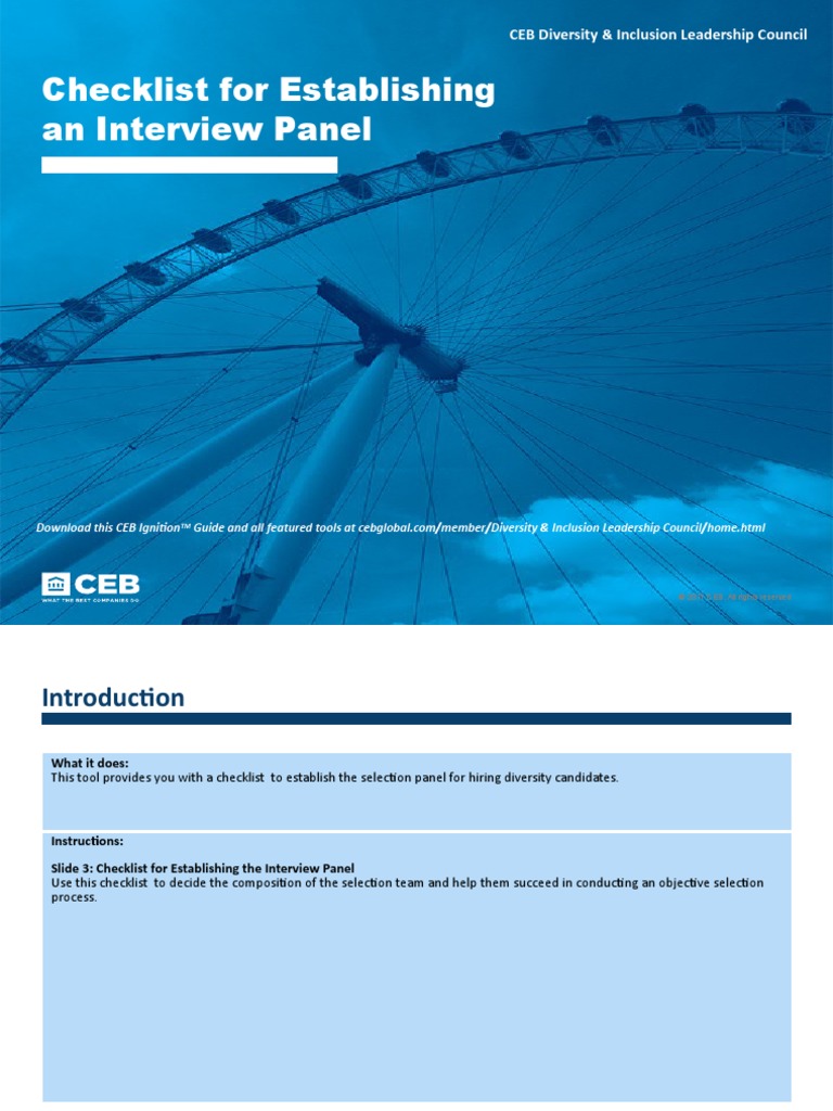 CEB Checklist For Establishing An Interview Panel | PDF | Career ...