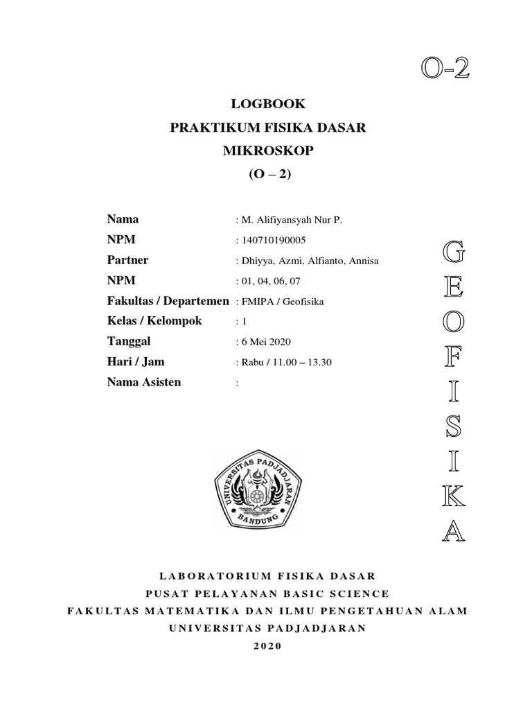 M. Alifiyansyah Nur P. - 140710190005 - 1 - Geofisika - FMIPA - Logbook O2 | PDF