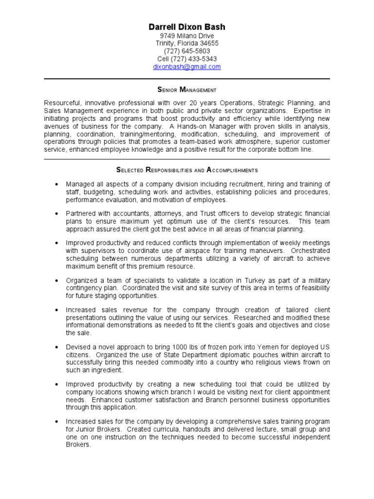 Darrell Dixon Bash Word Resume-1-20-2011 | PDF | Mentorship | Business