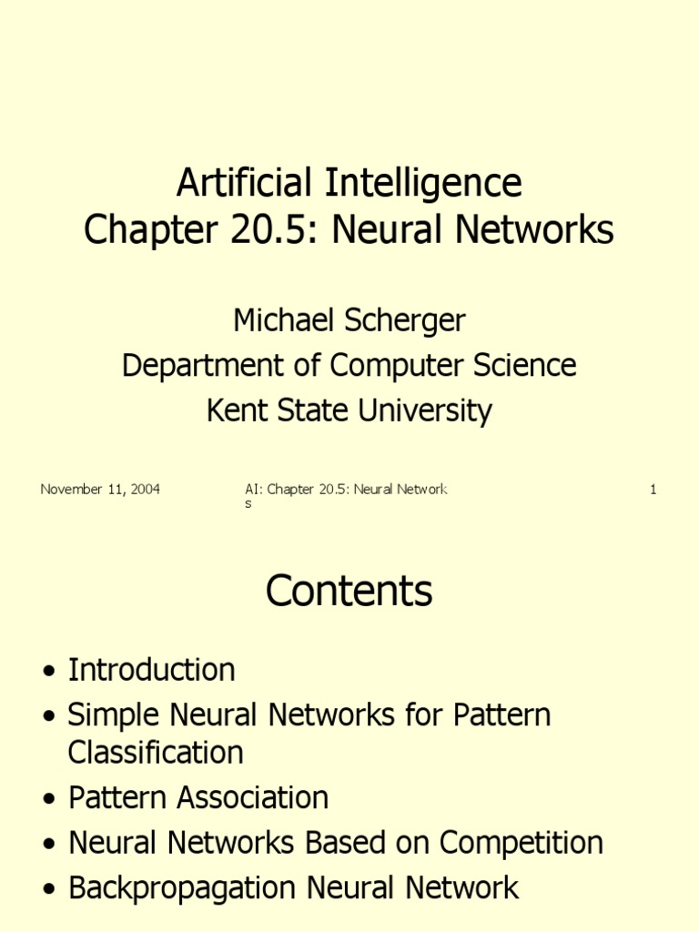 Artificial Intelligence Chapter 20.5: Neural Networks | PDF ...