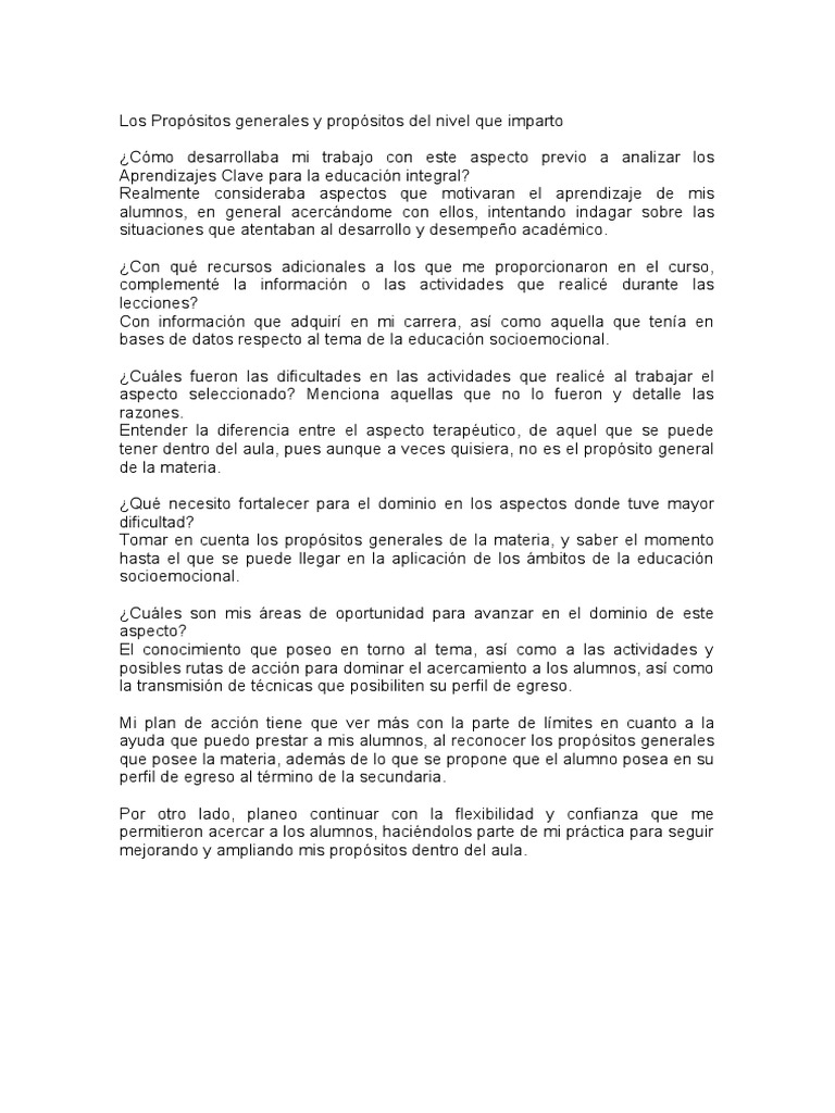 Curso Socioemocional. Lección 10. Actividad 1. Mi Plan de Acción | PDF