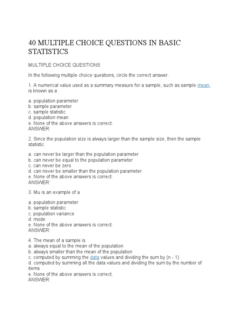 Multiple Choice Test Sample