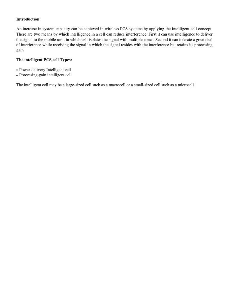 Intelligent Cell Concepts in Wireless PCS | PDF