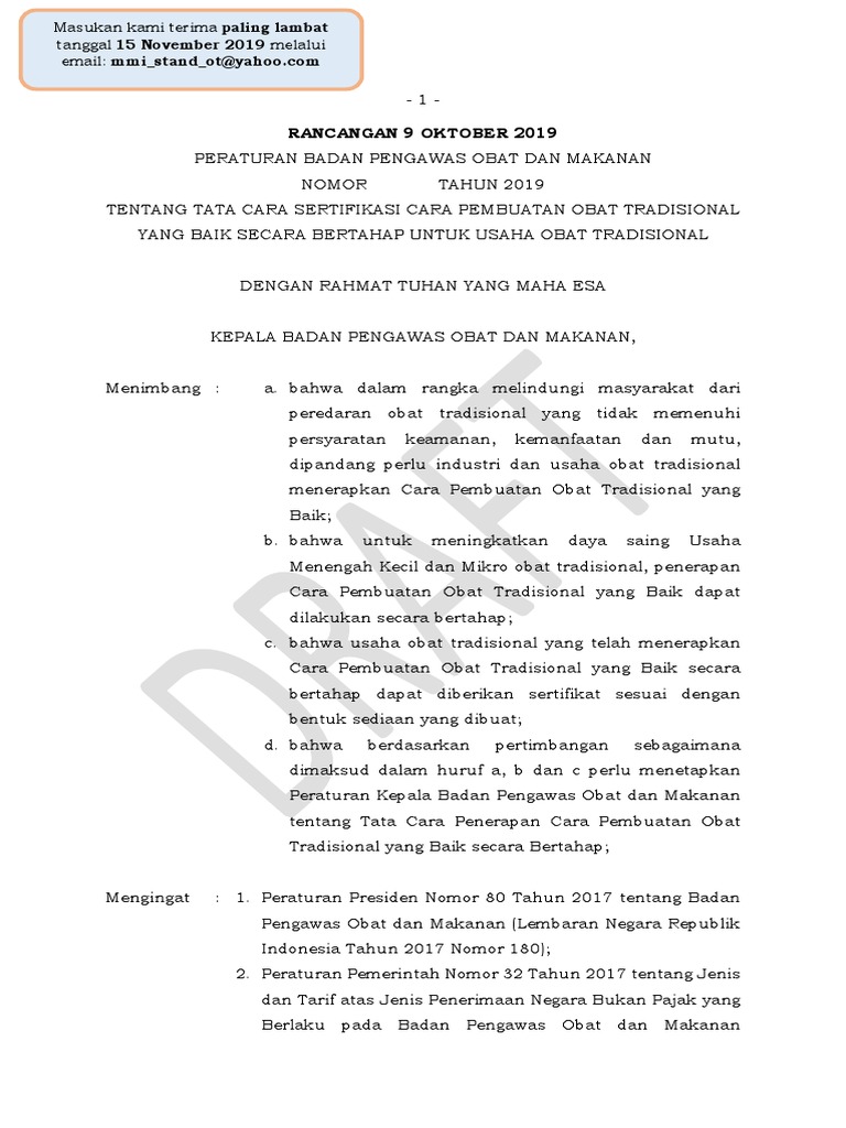 Draf - Revisi Persyaratan CPOTB BERTAHAP - JDIH - Konblik 7 November 2019 | PDF