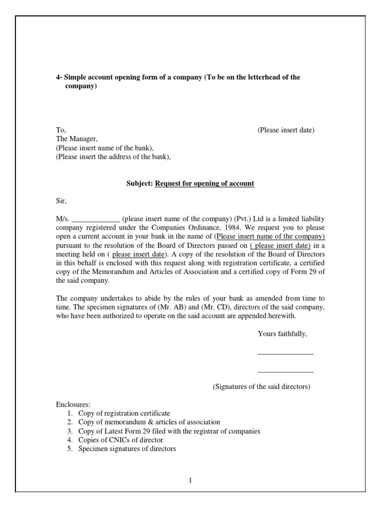 LCC Account Opening Form of A Company | PDF