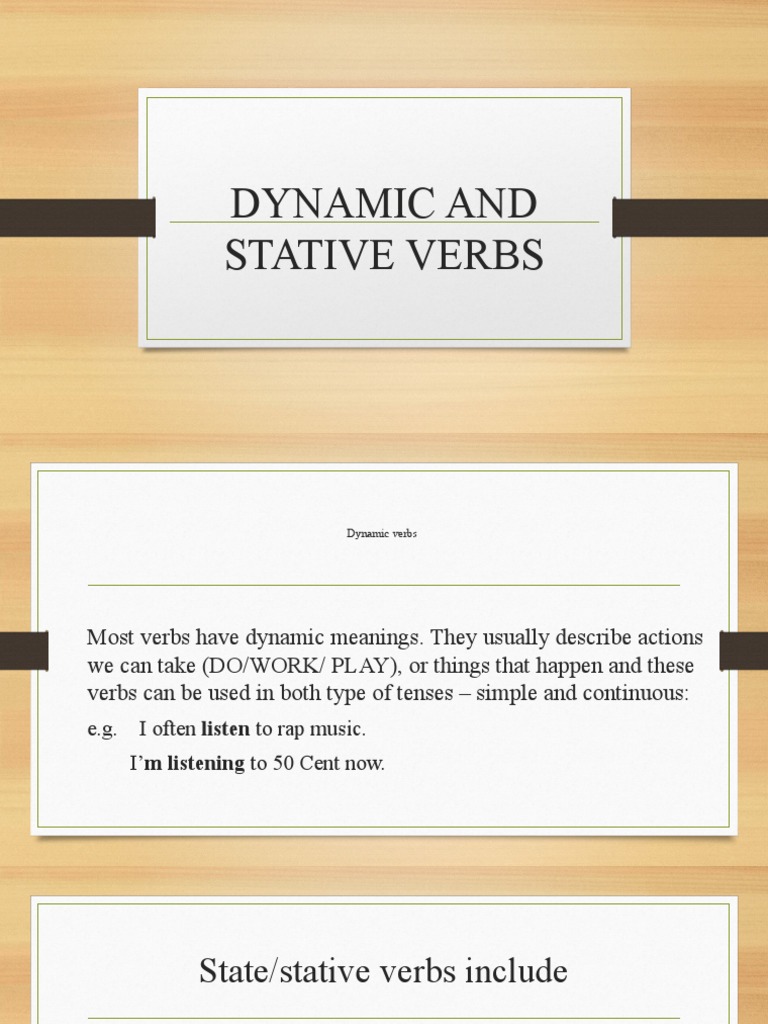 Dynamic and State Verbs | PDF