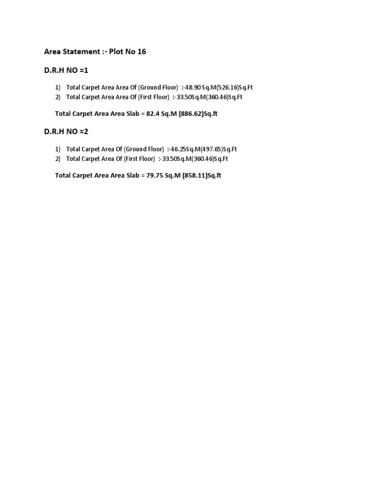 Area Statement | PDF