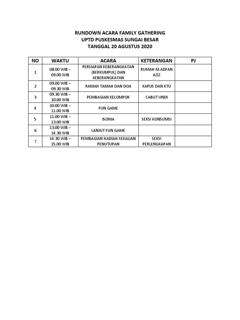 Rundown Acara Family Gathering | PDF