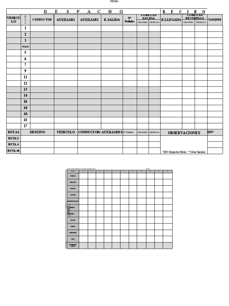PLANILLA Despacho | PDF