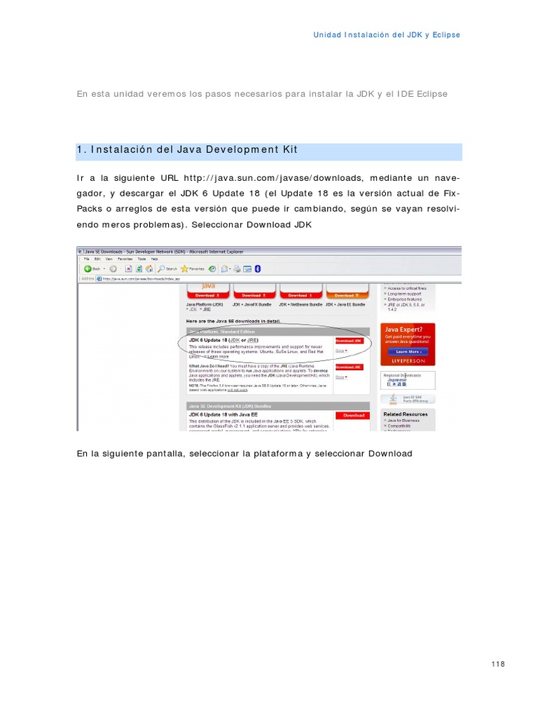 Anexo I Instalacion JDK Elipse | PDF | Java (lenguaje de programación) | Microsoft Windows