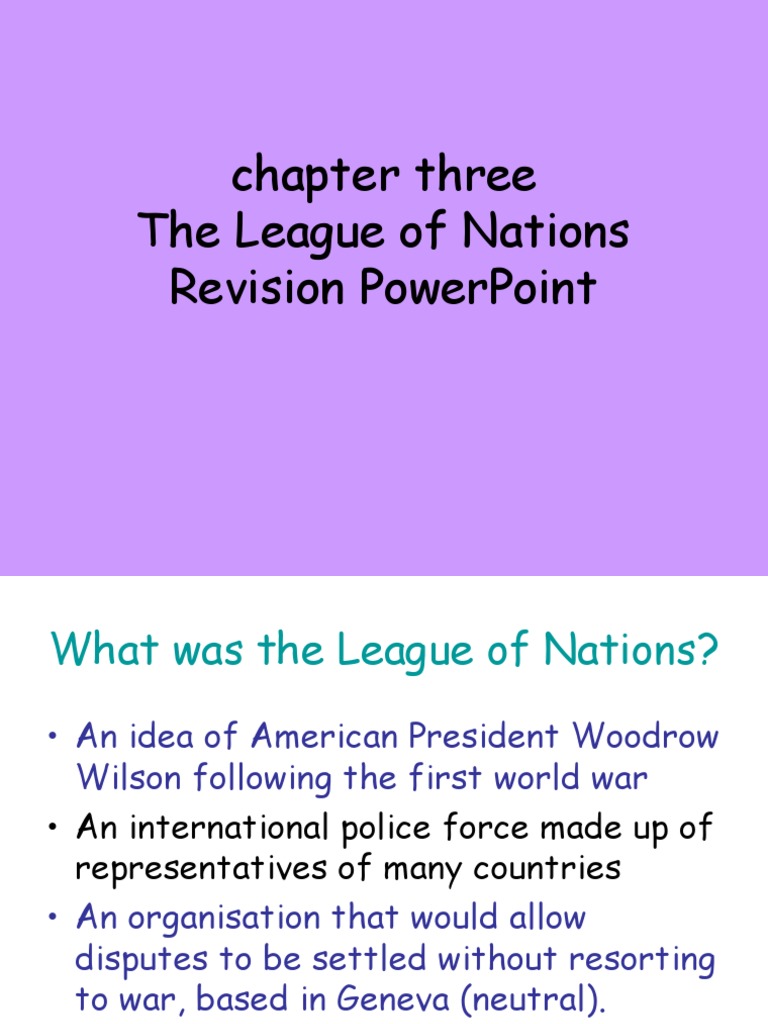 Chapter Three The League of Nations Revision Powerpoint | PDF | League ...