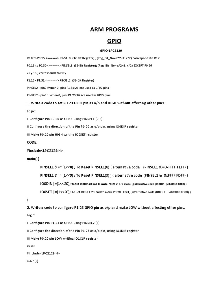 Arm Programs Gpio | PDF | Analog To Digital Converter | Digital Electronics