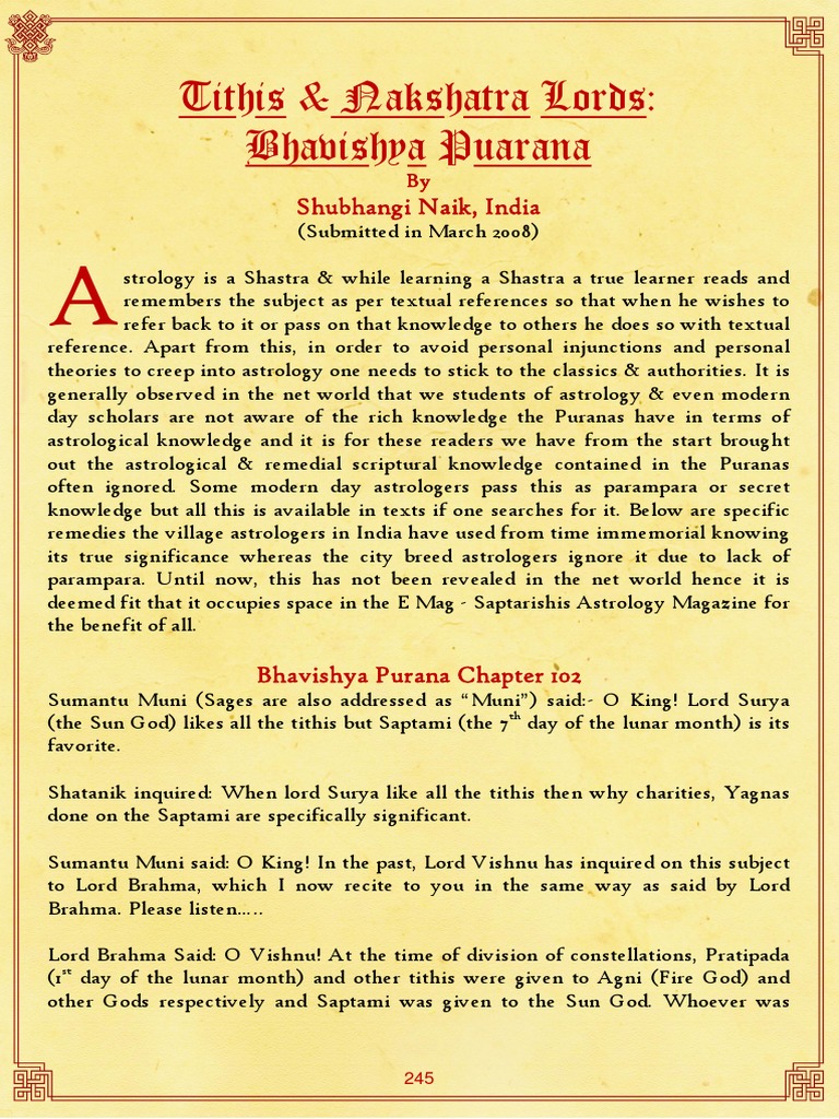 Tithis and Nakshatra Lords Explained | PDF | Religion & Spirituality ...
