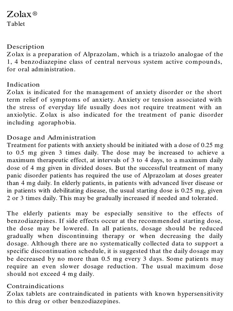 Zolax | PDF | Benzodiazepine | Dose (Biochemistry)